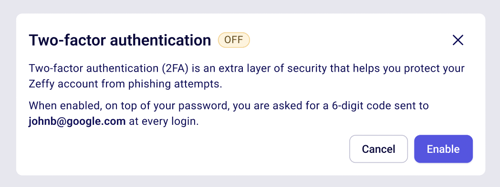 Activating two-factor authentication (2FA) on your account